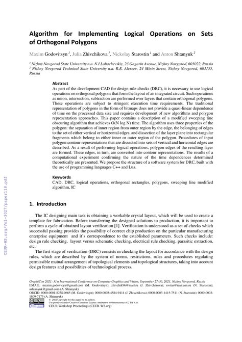 Pdf Algorithm For Implementing Logical Operations On Sets Of Orthogonal Polygons