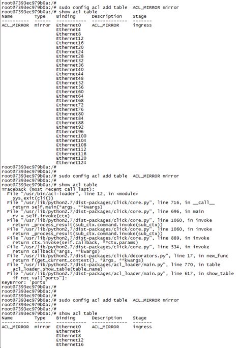 Acl Bug A Regular Python Trace Error Print When Config Acl Table · Issue 4934 · Sonic Net