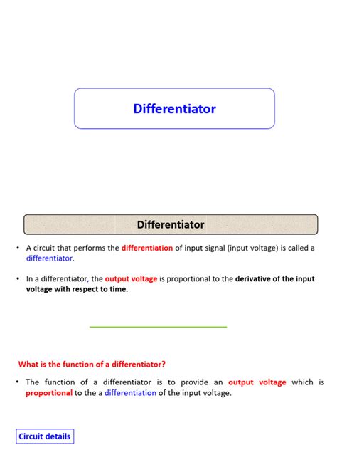 Unit Iii Differentiator Pdf Operational Amplifier Amplifier