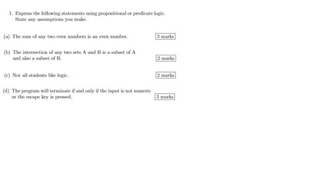 Solved Express The Following Statements Using Chegg