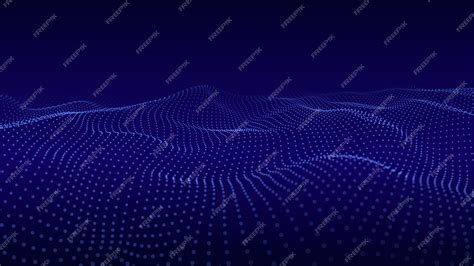 Premium Vector Abstract Background Of Moving Particles Futuristic Dotted Wave Big Data Vector