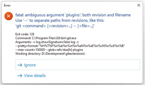 NBug Fatal Ambiguous Argument Plugins Both Revision And Filename