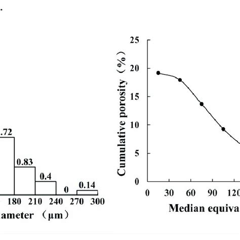 A Porosity Distribution Over An Equivalent Pore Diameter Range Of 300