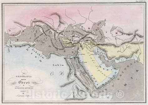 Historic Map Geografia Degli Ebrei O Divisione De Popoli Secondo Il