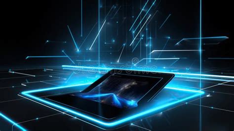 An Electronic Tablet Is Surrounded With Neon Lights Generative Ai
