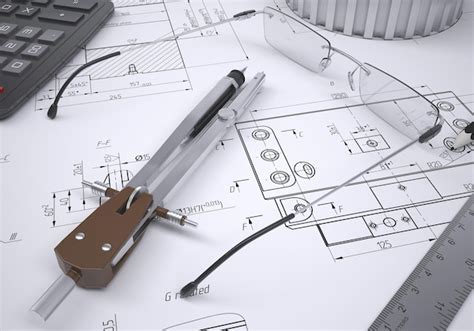 Engineering Drawing With Tools Development Concept Premium Photo