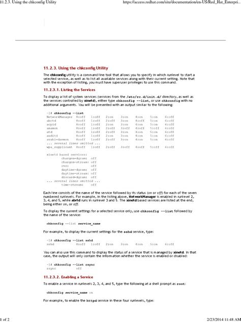 using the chkconfig utility pdf command line interface superuser