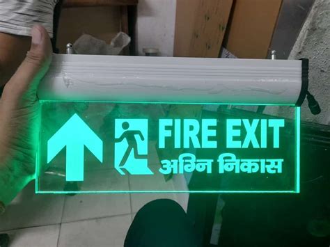 Graphics White LED Exit Sign Board Shape Rectangle Dimensions X Inch At Rs In Delhi