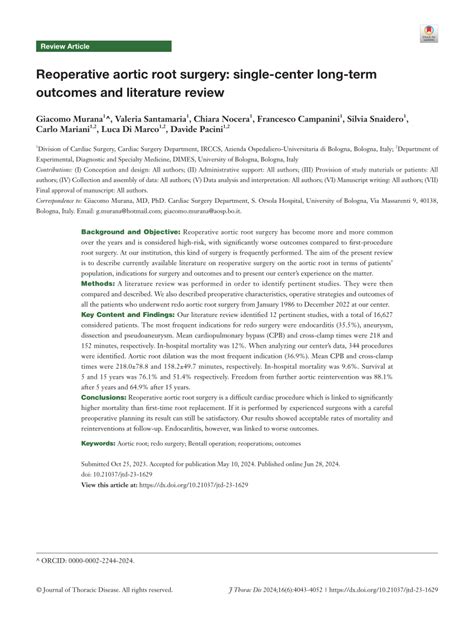 Pdf Reoperative Aortic Root Surgery Single Center Long Term Outcomes
