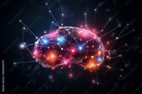 3d Human Brain With Connection Dots And Plexus Lines Artificial