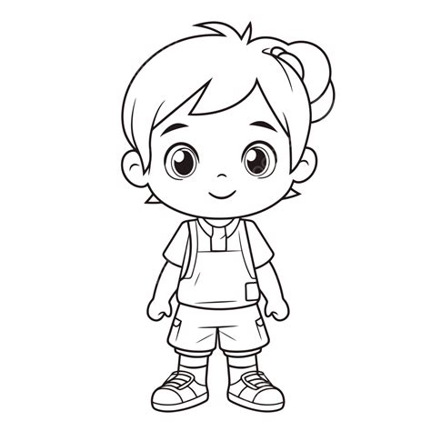소녀 윤곽선 색칠 페이지 윤곽선 스케치 흑백 만화