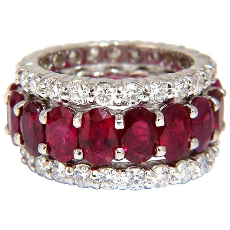 Stackable Ruby Diamonds Eternity Ring 14kt Natural Vivid Reds Stacking