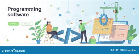 Programming Software Landing Page With People Characters Programs