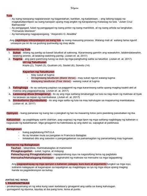 Filipino Q2 Notes Pdf