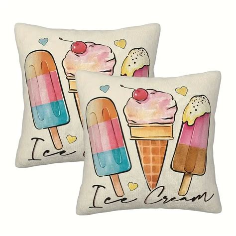 Набір з 2 х Чохлів для Подушок з Мотивом Морозива та Temu Czech Republic