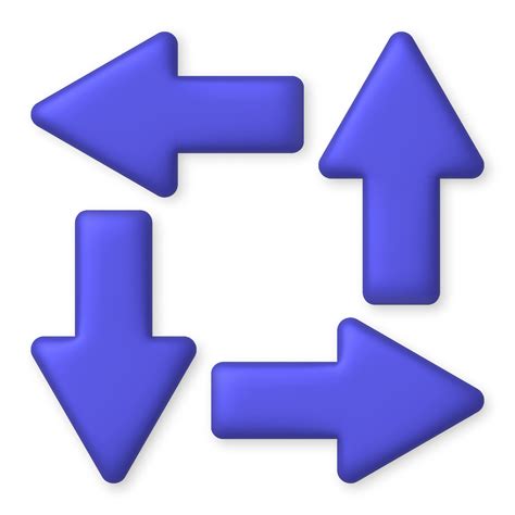 set of purple arrows up down right left 3d realistic design