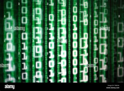 Data Matrix Binary Code Flowing Downward Motion Green Color Computer