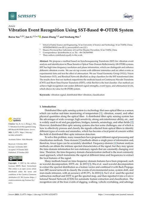 Pdf Vibration Event Recognition Using Sst Based Φ Otdr System