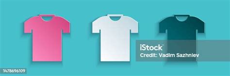 파란색 배경에 격리된 종이 컷 티셔츠 아이콘 종이 아트 스타일 벡터 T 셔츠에 대한 스톡 벡터 아트 및 기타 이미지 T 셔츠 상점 3차원 형태 Istock
