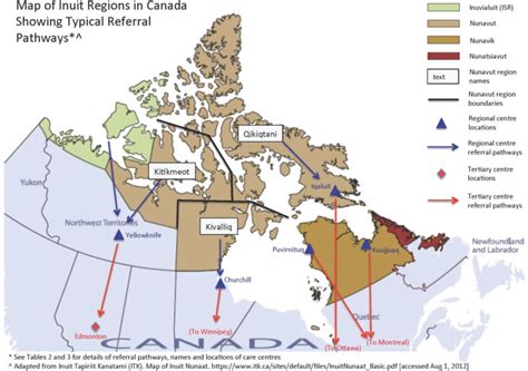 Map Of Inuit Regions In Canada And Typical Referral Patterns In 2009