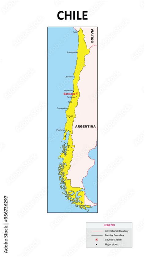 Chile Map Major Cities In Chile Political Map Of Chile With Border