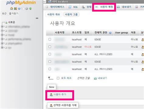 워드프레스 데이터베이스 설정방법