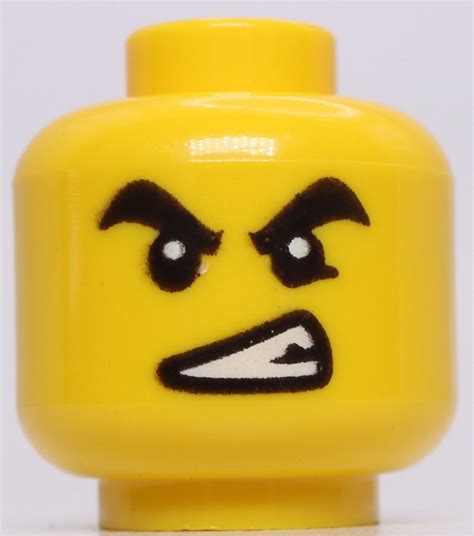 Lego Yellow Head Dual Sided Black Thick Eyebrows Closed Eyes Open Mout Gems In The Attic