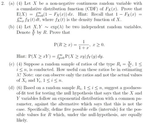 Solved A Let X Be A Non Negative Continuous Random Chegg