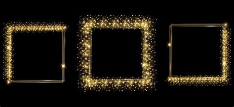 빛나는 골드 프레임 크리스마스 축하 파티 새해 카드 결혼식 처녀 파티 베이비 샤워 파티 로고에 대 한 반짝이 배경의 벡터 템플릿의 집합입니다 벡터 일러스트 레이 션 새해에