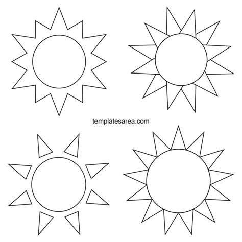 Printable Sun Outline Templates For Summer Crafts And Activities