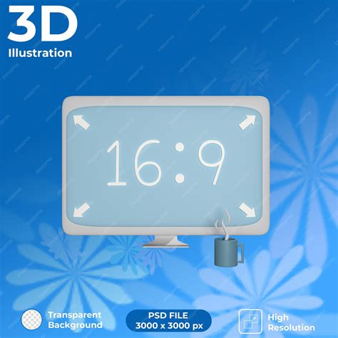 Premium Psd 3d Render Ui Aspect Ratio 169 Front View