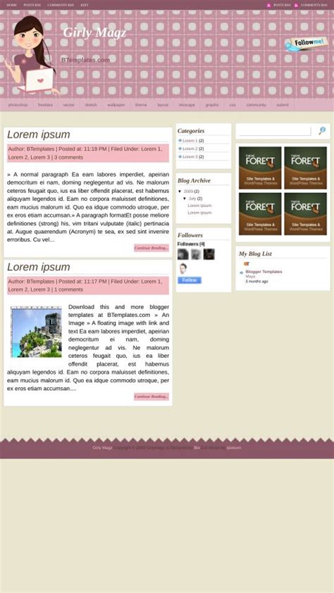 Girly Magz Blogger Template BTemplates