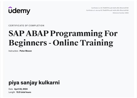 Piya Kulkarni On Linkedin Delighted To Share Sap Programming Certification And Excited To Learn