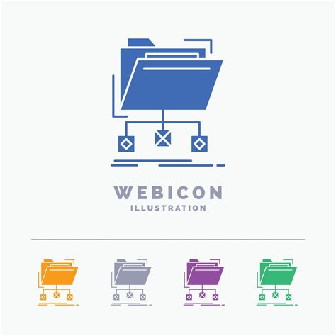 backup data files folder network 5 color glyph web icon template