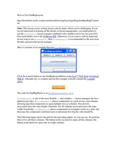 How To Use Grid Bag Layout Page Layout C Programming Language