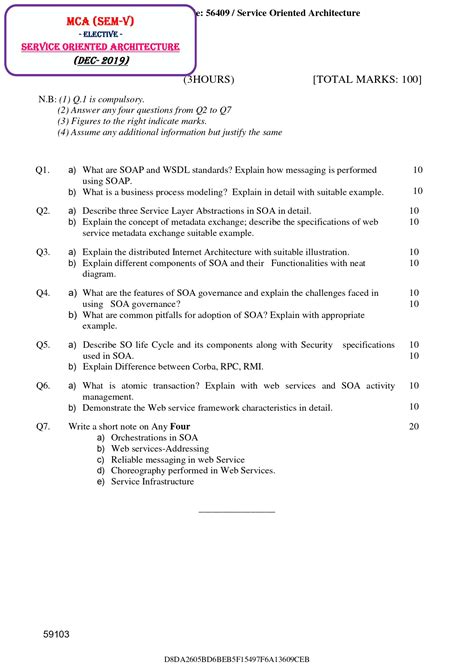 University Of Mumbai Mca Sem V Service Oriented Architecture Old