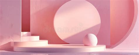 Abstract Geometric Shapes In Soft Pastel Colors Creative And Minimalistic Composition Stock
