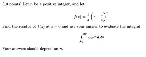 Solved 10 Points Let N Be A Positive Integer And Let