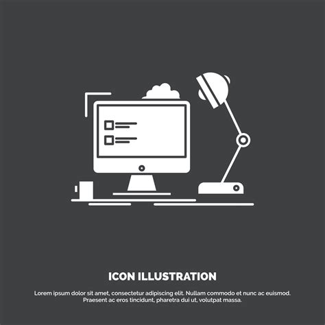 Workplace Workstation Office Lamp Computer Icon Glyph Vector Symbol For Ui And Ux Website