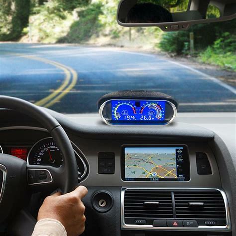 Lcd 자동차 디지털 수평 게이지 수온 자동차 계량기 자동 전압계 게이지 자동 인테리어 디지털 디스플레이 속도 계량기 2 In 1 내장 부품