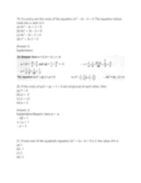 SOLUTION Quadratic Equations Mcqs Part Studypool