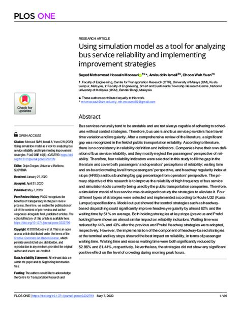 Pdf Using Simulation Model As A Tool For Analyzing Bus Service Reliability And Implementing
