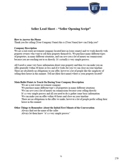 Wholesalerleadsheetopeningscript 2 Pdf