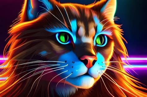 Premium Ai Image Neon Cat Scifi Neon Cat Gaming Neon Cat