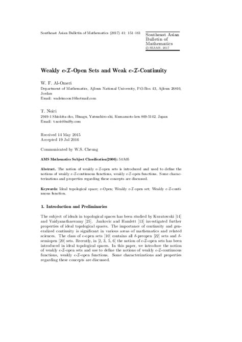 pdf weakly e i open sets and continuity in mathematics