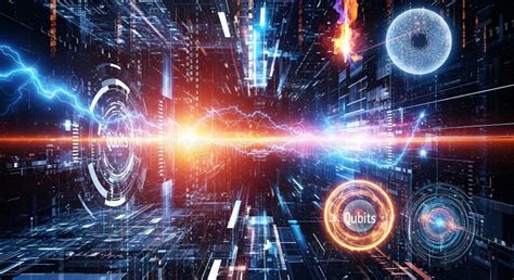 Futuristic Quantum Computing Concept With Digital Circuitry And