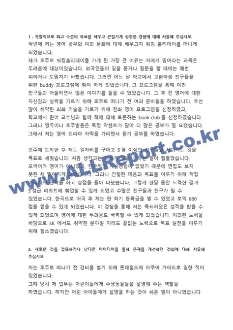 Sk하이닉스 Sw소프트웨어 직군 합격 자기소개서전기전자자기소개