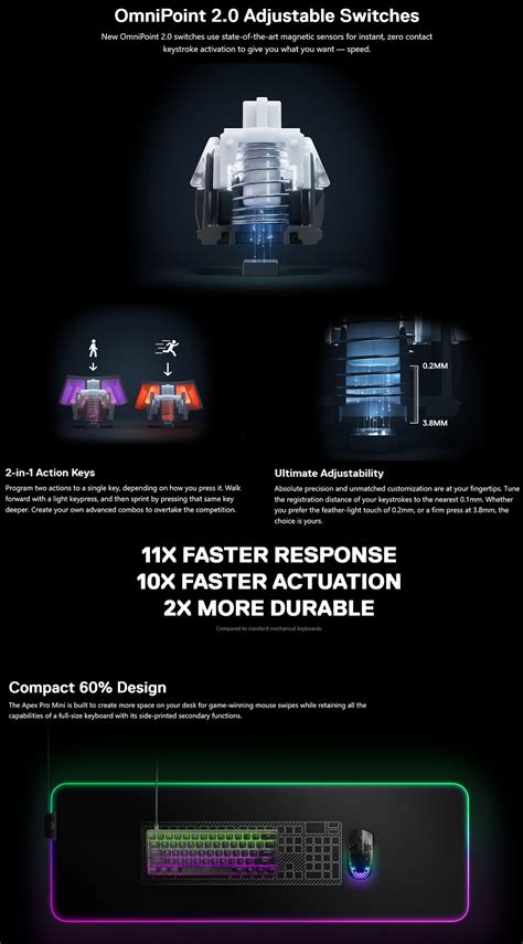 SteelSeries Apex Pro Mini Wired RGB Omnipoint Mechanical Gaming Keyboard Shopee Malaysia