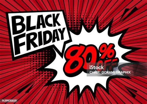 추상 벡터 블랙 프라이데이 벡터 삽화 80 할인 타이포그래피 팝 아트 배경 하프톤 도트 대 만화 만화책 템플릿 배경입니다 팝 아트 화려한 배경 3차원 형태에 대한 스톡 벡터