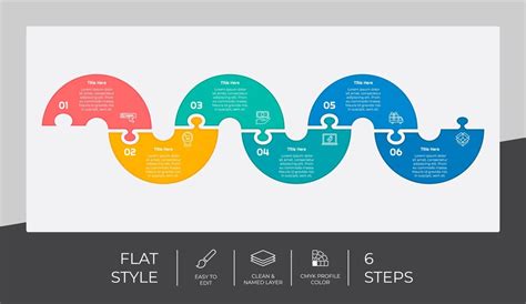 Premium Vector 6 Steps Of Flat Infographic Vector Design With Puzzle Concept For Marketing